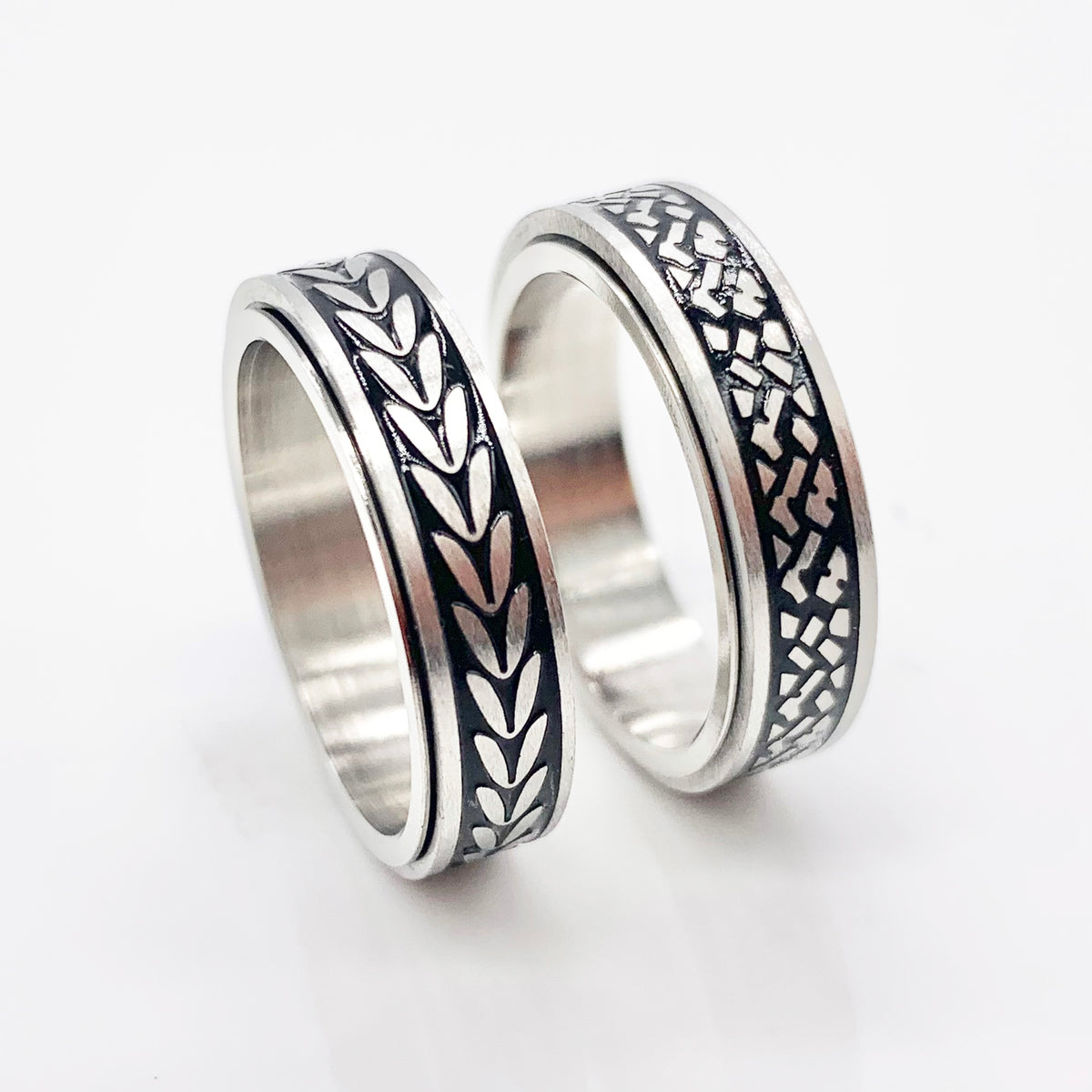 Wheat spike/Tire tracks Worry Ring/Spinner Ring/fidget ring Size 6 / 7 ...