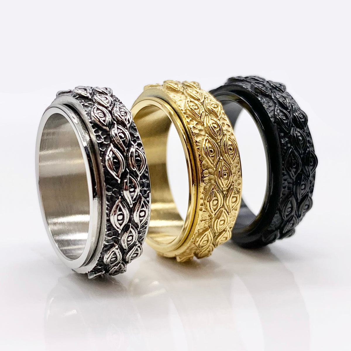Eye Spinner Ring Fidget ring Silver Black Gold available in Sizes 6/7/8 ...