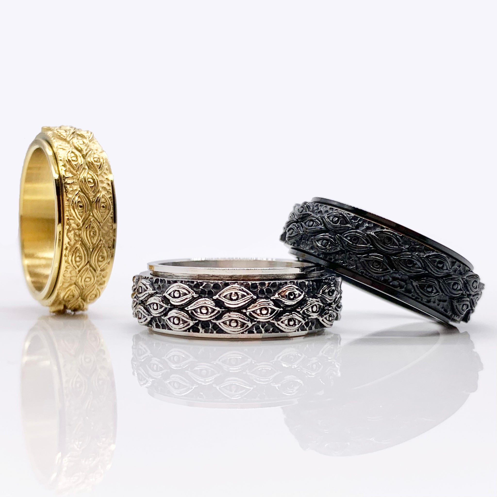 Eye Spinner Ring Fidget ring Silver Black Gold available in Sizes 6/7/8 ...