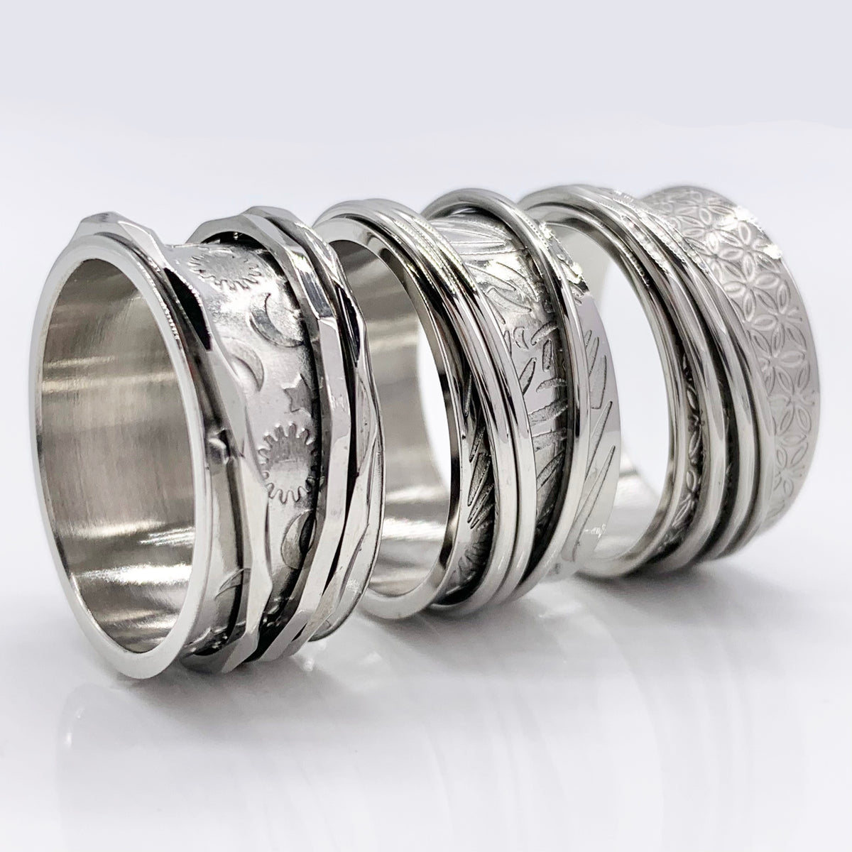 Smooth Spinner Ring Women Anxiety Ring Stainless Steel Worry Ring, Wide ...